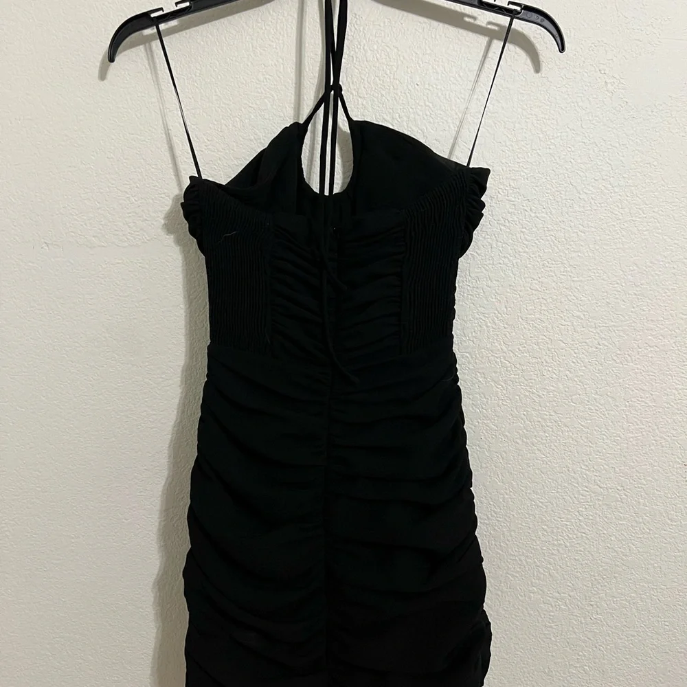 Zara | Dresses | Zara Black Ruched Halter Bodycon Dress | Poshmark